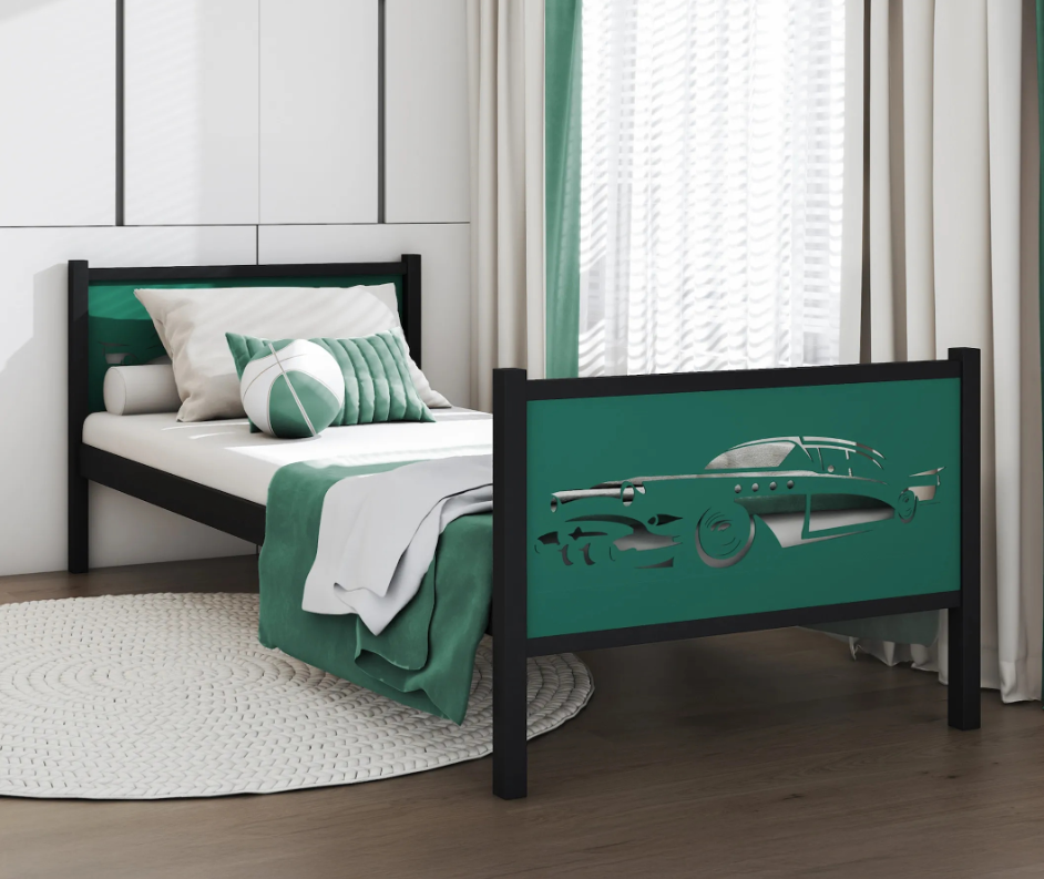 Metalni dječji krevet Astra - 200*90 cm - crni - zeleni